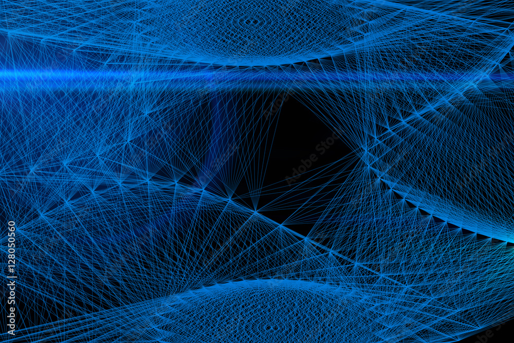 Abstract blue lines on a black background. Line art. Vector illu Stock ...