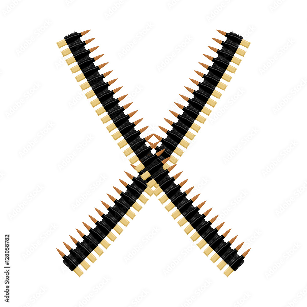 Cartridge belt. Bullet tape isolated. Bandolier on white backgro Stock ...