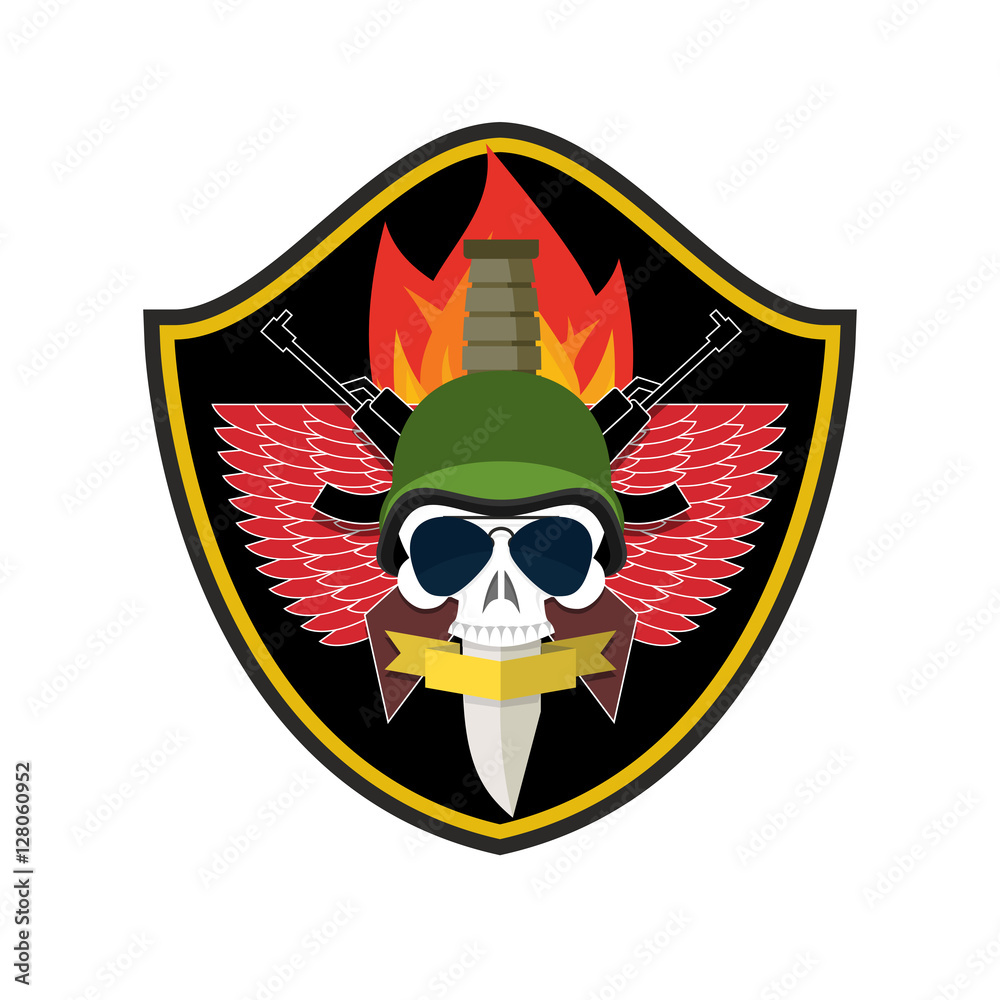 Army logo Skull. Soldiers badge. Military emblem. Wings and weap Stock ...