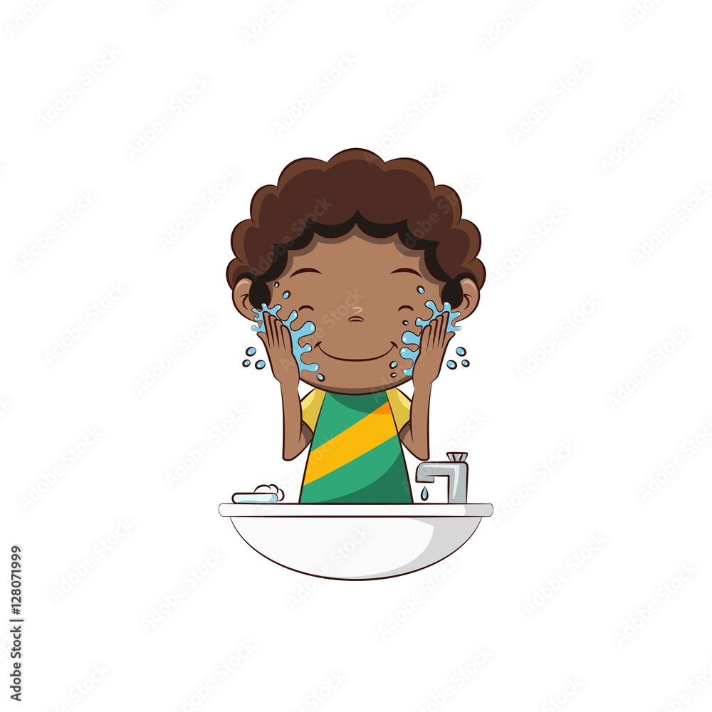 Boy washing face Stock Vector | Adobe Stock