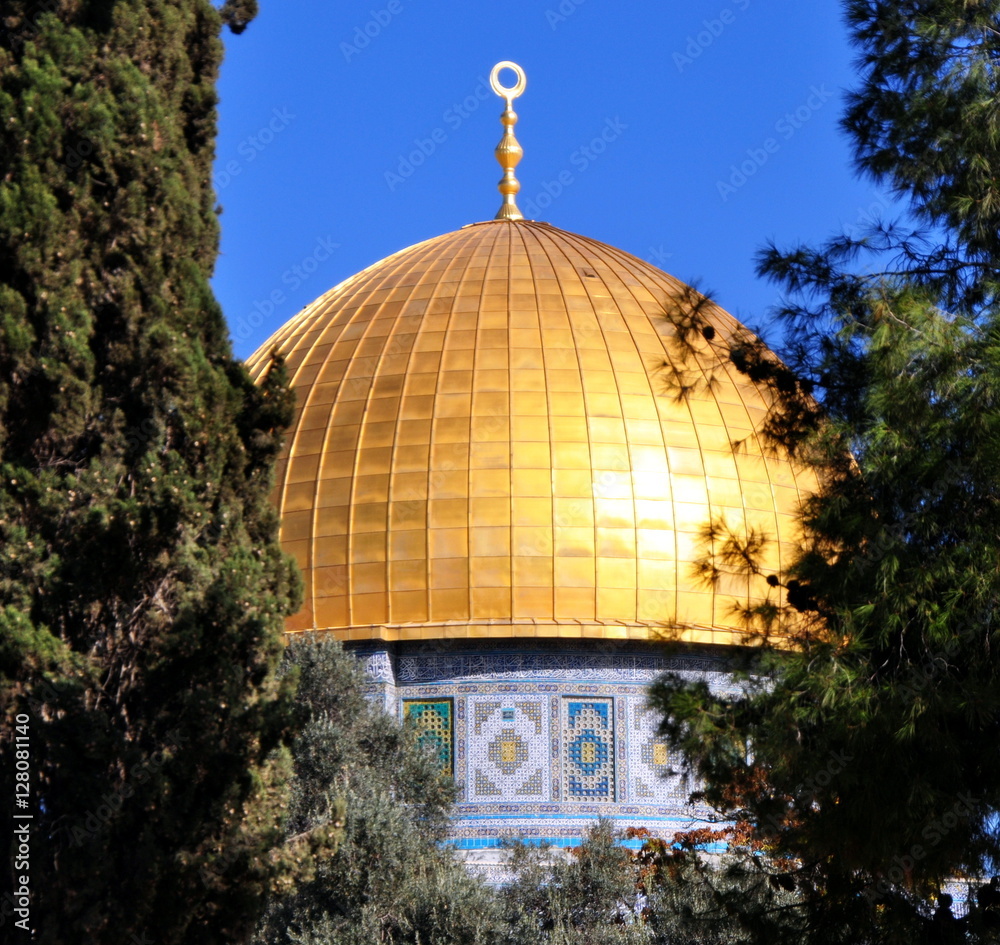 Felsendom mit der goldenen Kuppel in der Heiligen Stadt Jerusalem Stock ...