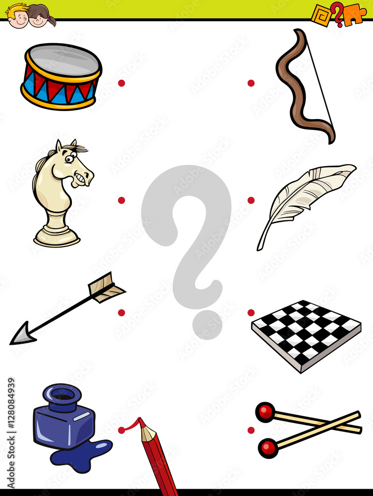 match pictures educational task Stock Vector | Adobe Stock