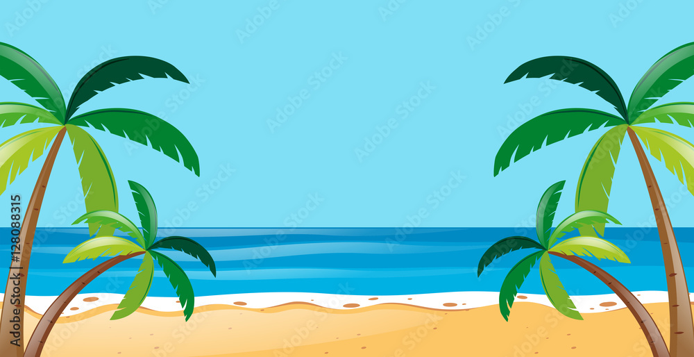Nature scene with trees on the beach Stock Vector | Adobe Stock