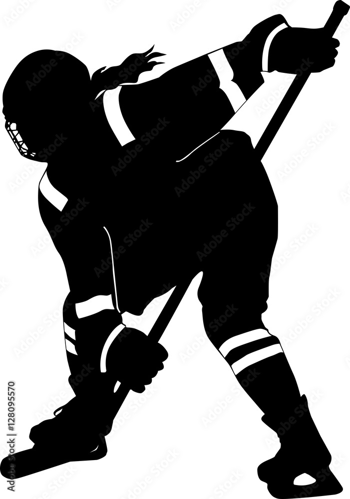 Female hockey player taking face off Stock Vector | Adobe Stock