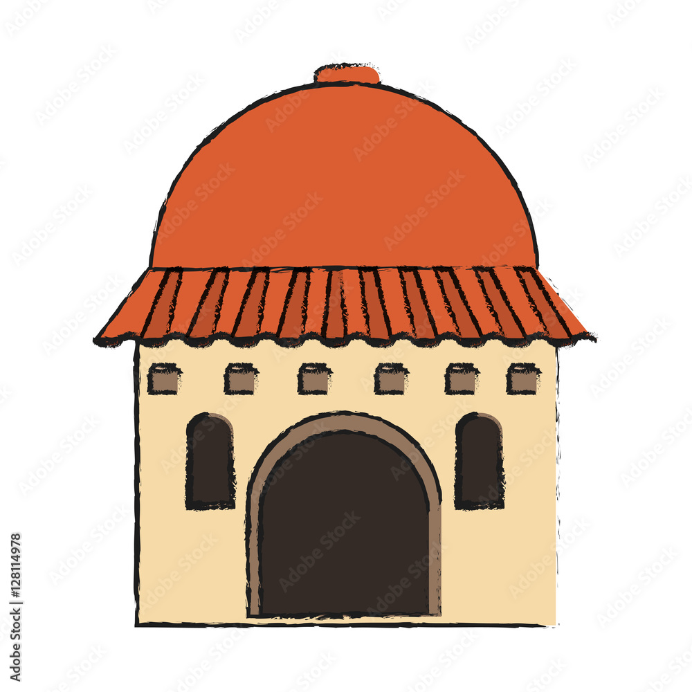 building icon. Mexican culture landmark and latin theme. Isolated ...