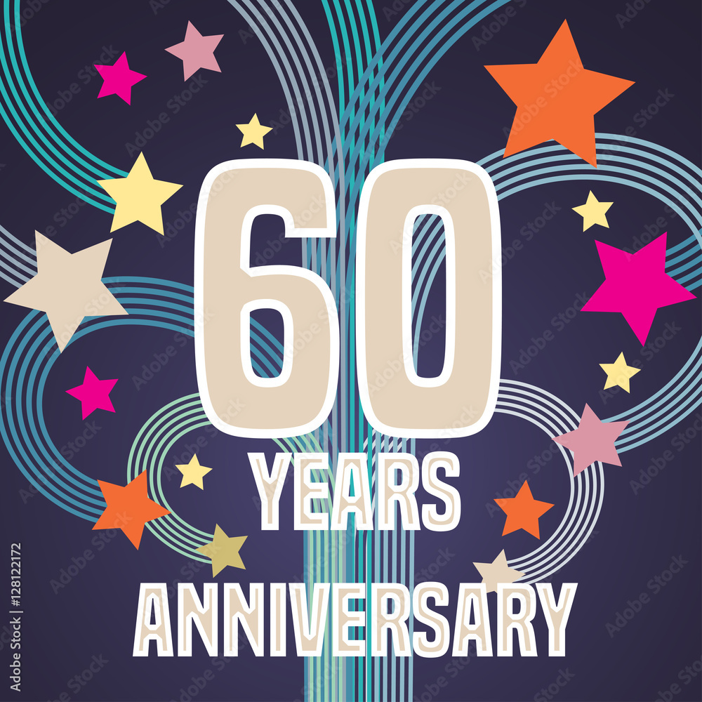 60 years anniversary vector illustration, banner, flyer, icon Stock ...