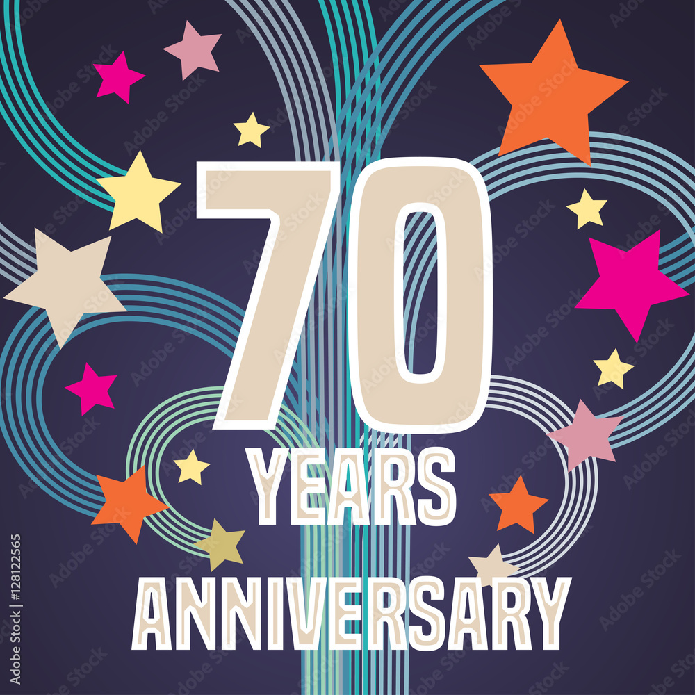 70 years anniversary vector illustration, banner, flyer, icon Stock ...