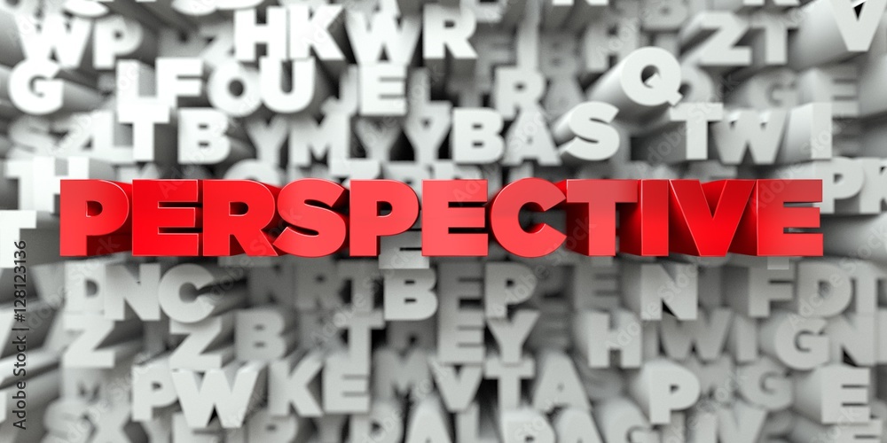 PERSPECTIVE - Red text on typography background - 3D rendered royalty ...