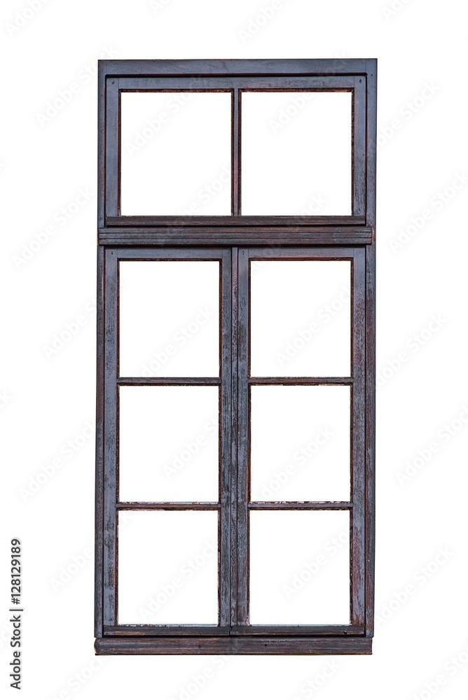 Frame of a dark brown wooden window Stock Photo | Adobe Stock