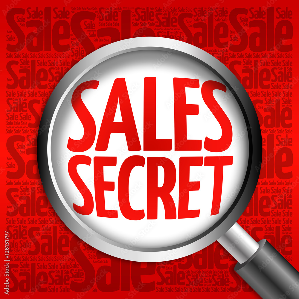 Sales Secret sale word cloud with magnifying glass, business concept 3D ...