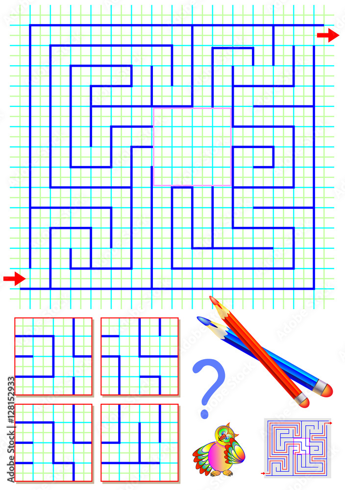 Logic puzzle with labyrinth. Need to find the only one correct piece ...