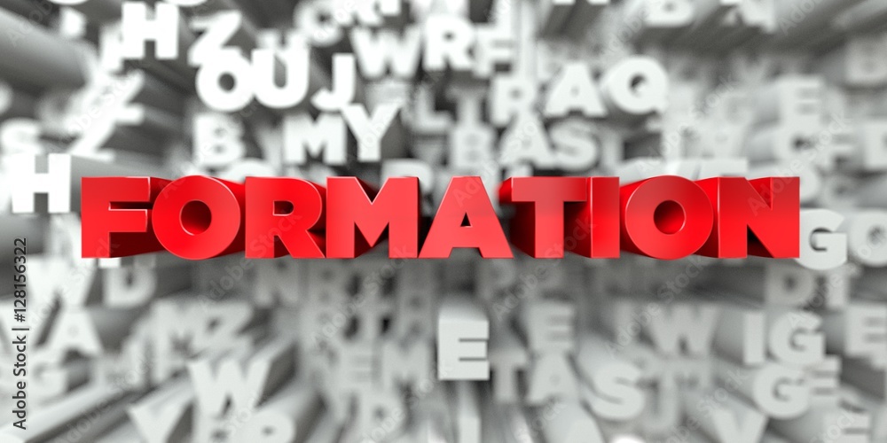 FORMATION - Red text on typography background - 3D rendered royalty ...