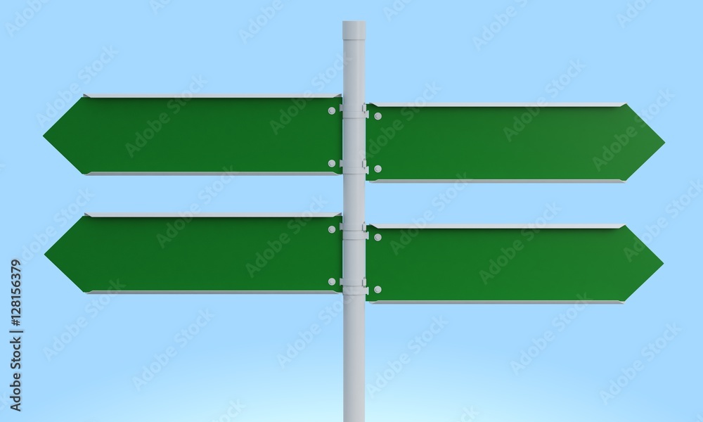 3d rendering green road signs illustration blank mock-up Stock ...