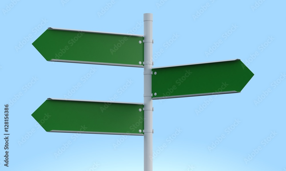 3d rendering green road signs illustration blank mock-up Stock ...