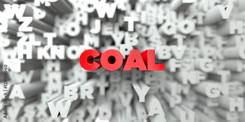 COAL - Red text on typography background - 3D rendered royalty free ...