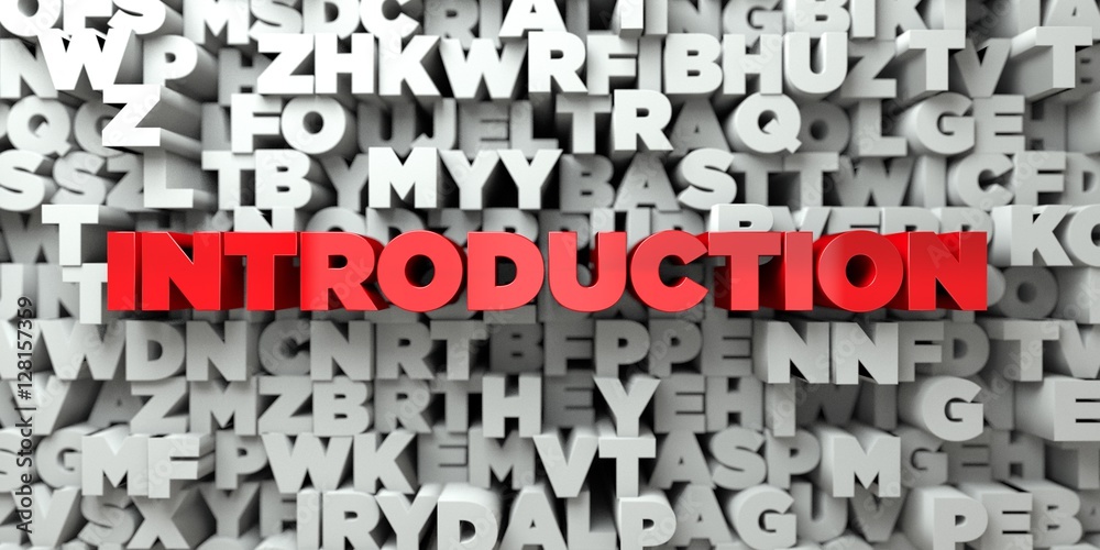 INTRODUCTION - Red text on typography background - 3D rendered royalty ...