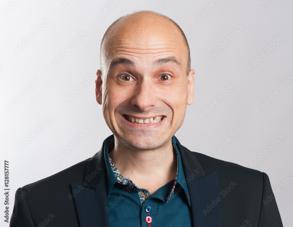 funny bald dude expressive portrait Stock Photo | Adobe Stock