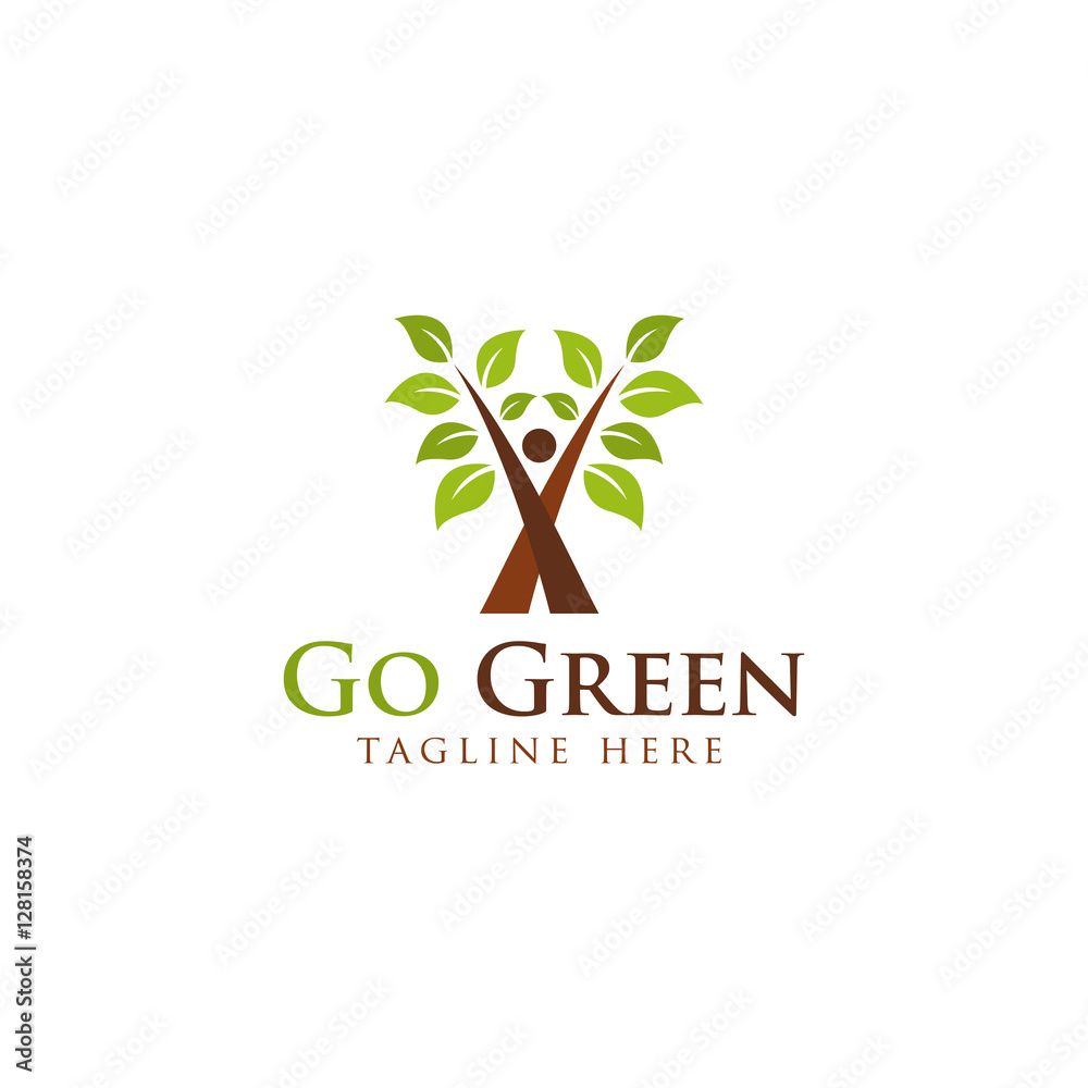People tree go green concept logo design vector Stock-Vektorgrafik ...