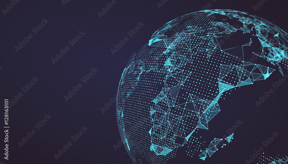 World map point, line, composition, representing the global, Global ...