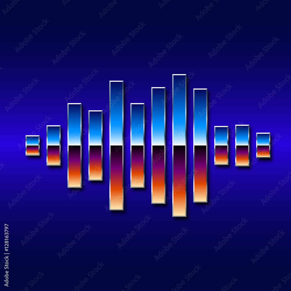 80s styled chrome sound wave Stock Vector | Adobe Stock