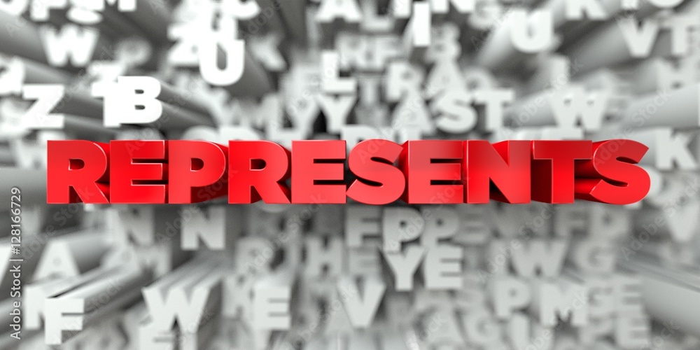 REPRESENTS - Red text on typography background - 3D rendered royalty ...