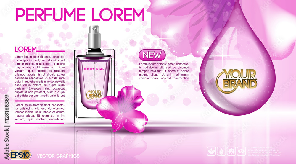Perfume bottle Cosmetic ads template Stock Vector | Adobe Stock