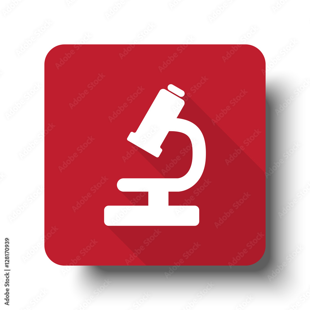 Flat Microscope web icon on red button with drop shadow Stock Vector ...