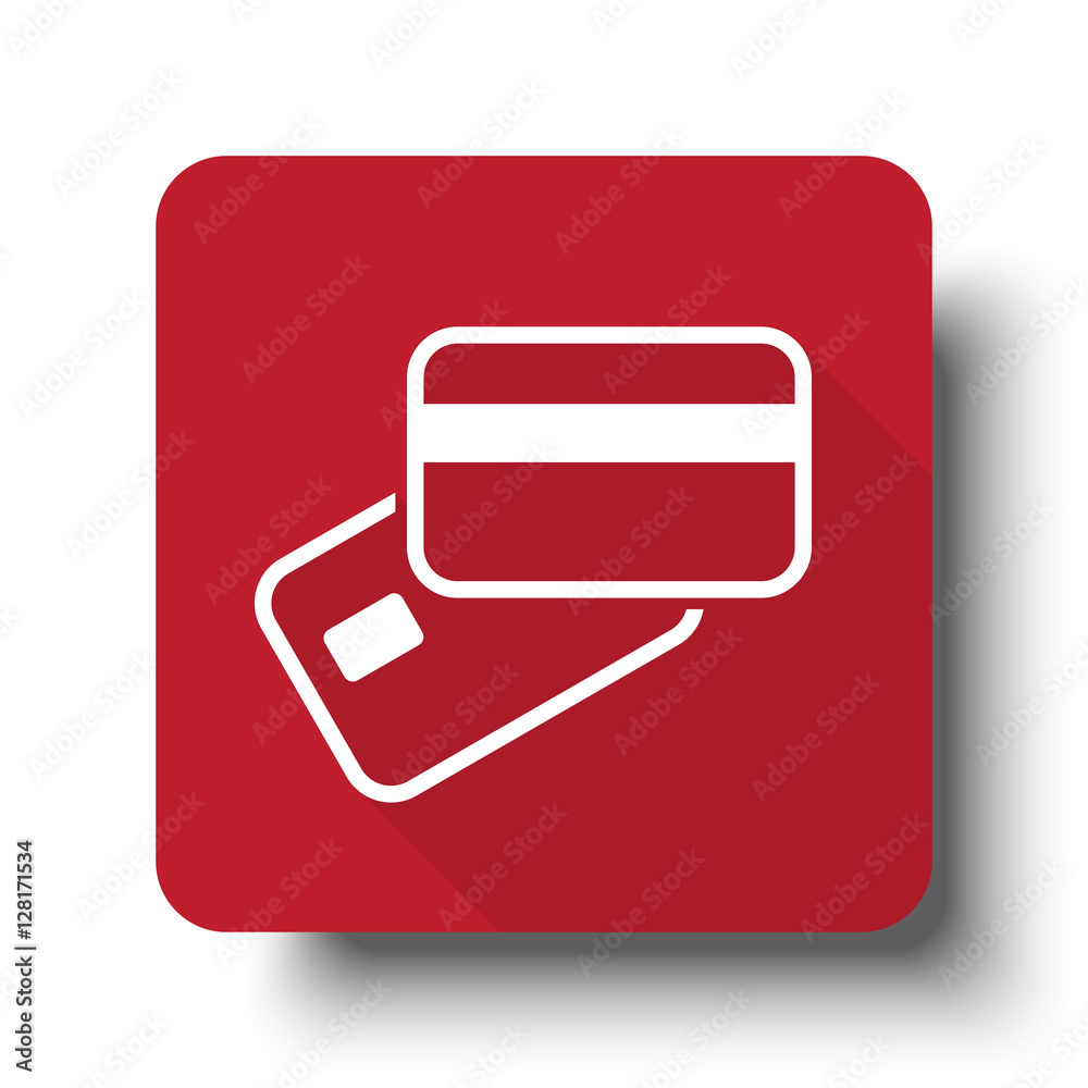 Flat Credit Card Payment web icon on red button with drop shadow Stock ...