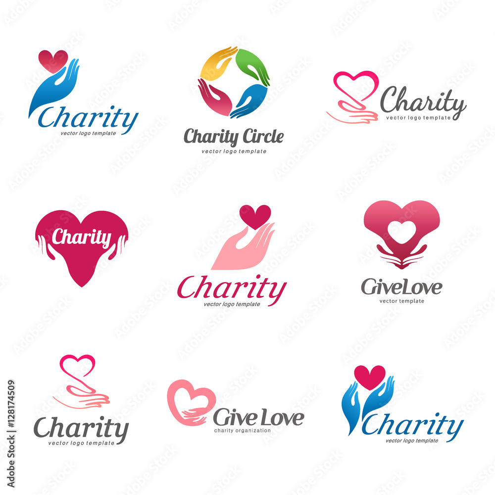 Set of vector logos for charity and care. Logo for the orphanage ...