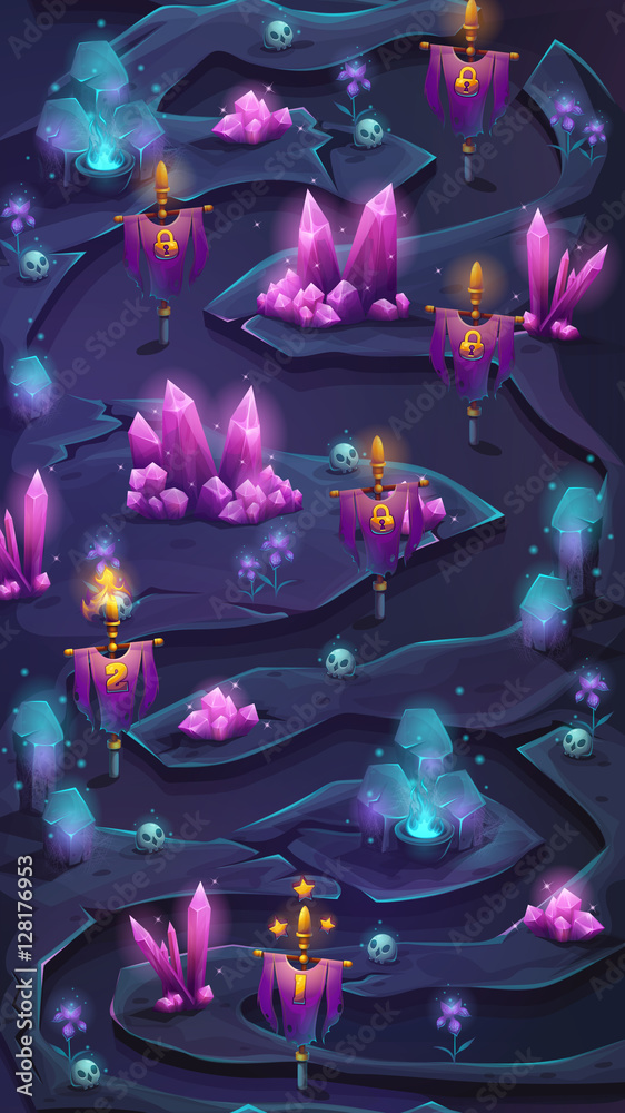 Vertical mobile map scrolling user interface with cristal bush Stock ...