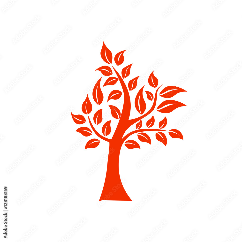 Tree shape and foem symbol. Orange tree vector icon logo isolated ...