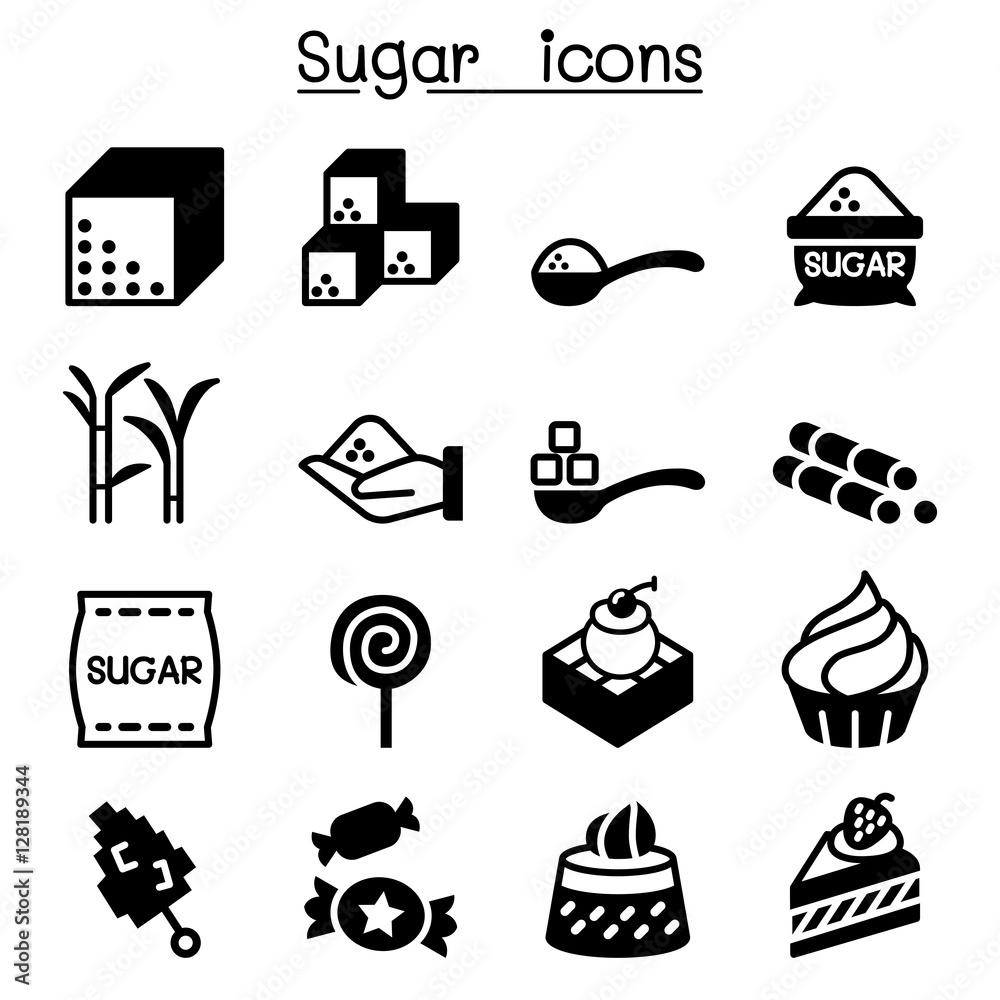 Sugar icon set Stock Vector | Adobe Stock