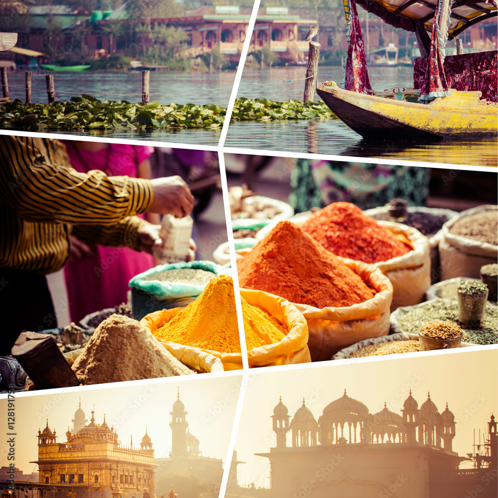 Collage of India images - travel background (my photos) Stock Photo ...