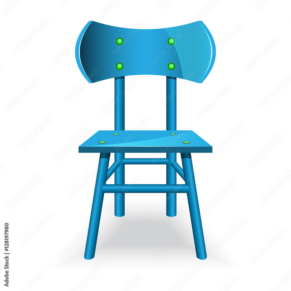 Blue chair icon in cartoon style isolated on white background ...