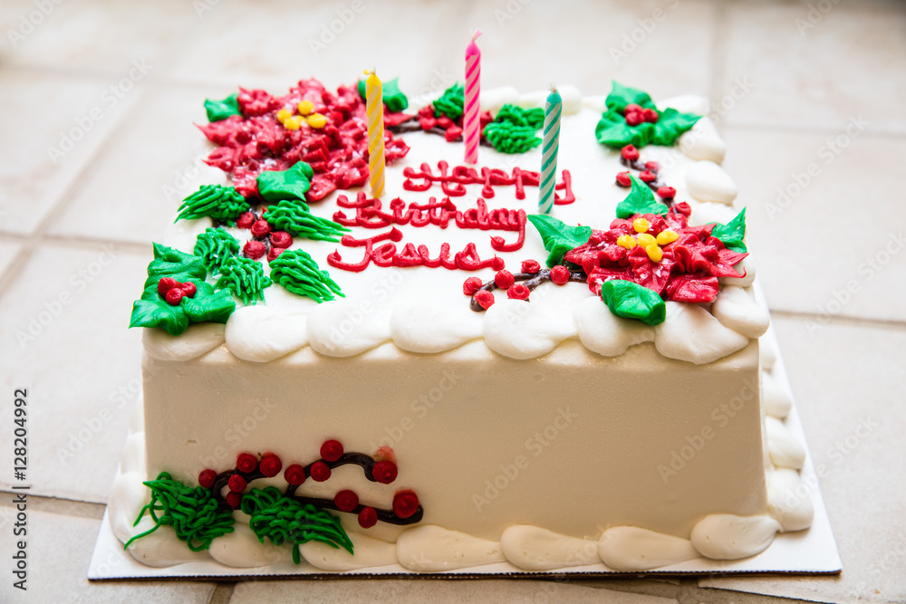 Christmas Happy Birthday Cake