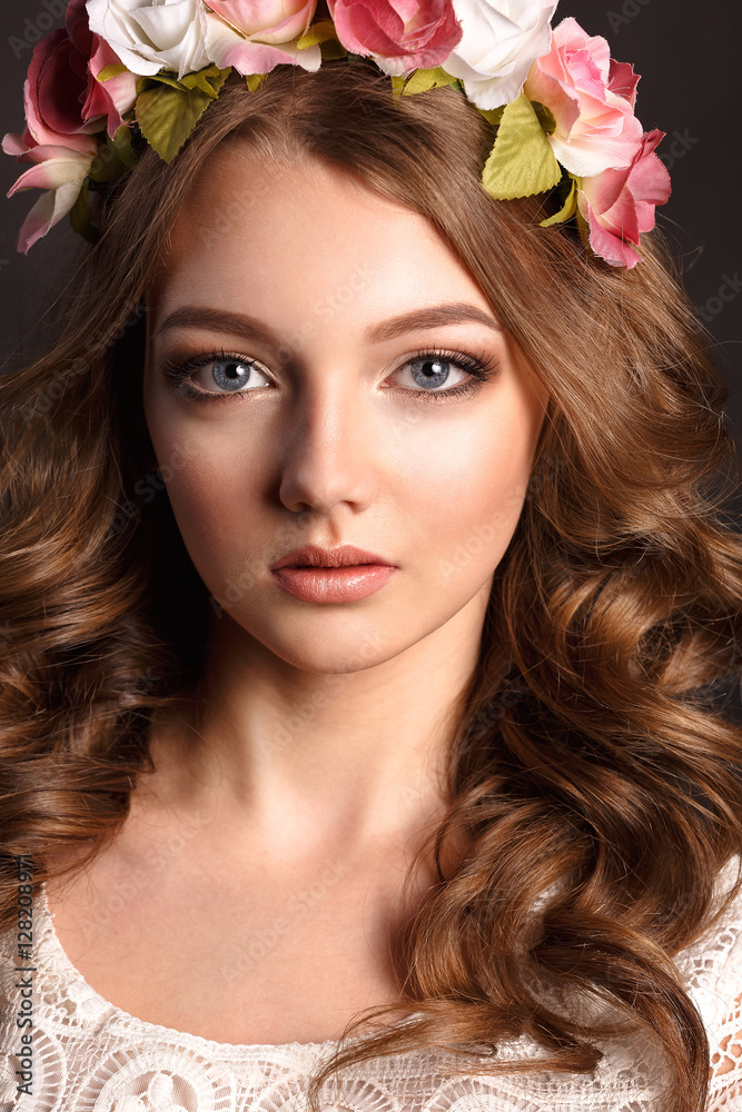 Creative make-up. portrait of a girl model. Studio. high quality ...