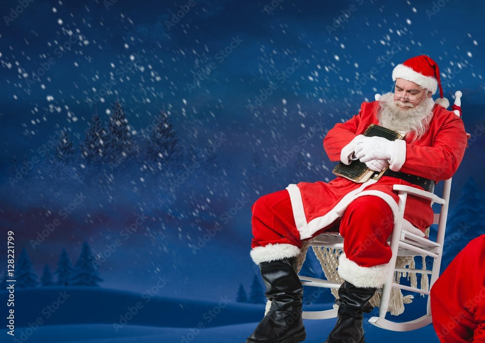 Santa sitting on chair and sleeping Stock Photo | Adobe Stock
