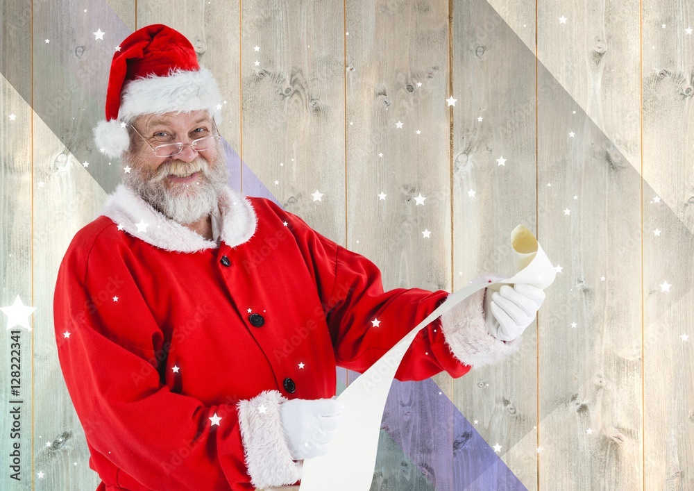 Happy santa holding checklist Stock Photo | Adobe Stock