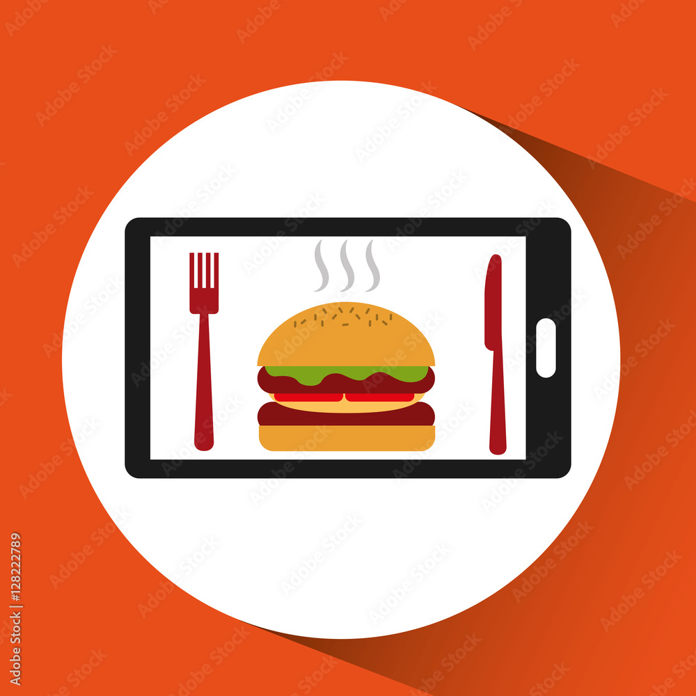 smartphone order burger food online vector illustration eps 10 Stock ...