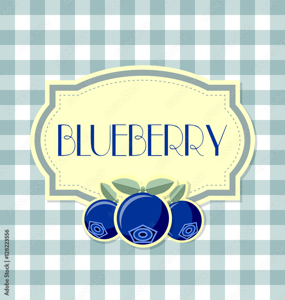 Blueberry label on squared background Stock Vector | Adobe Stock