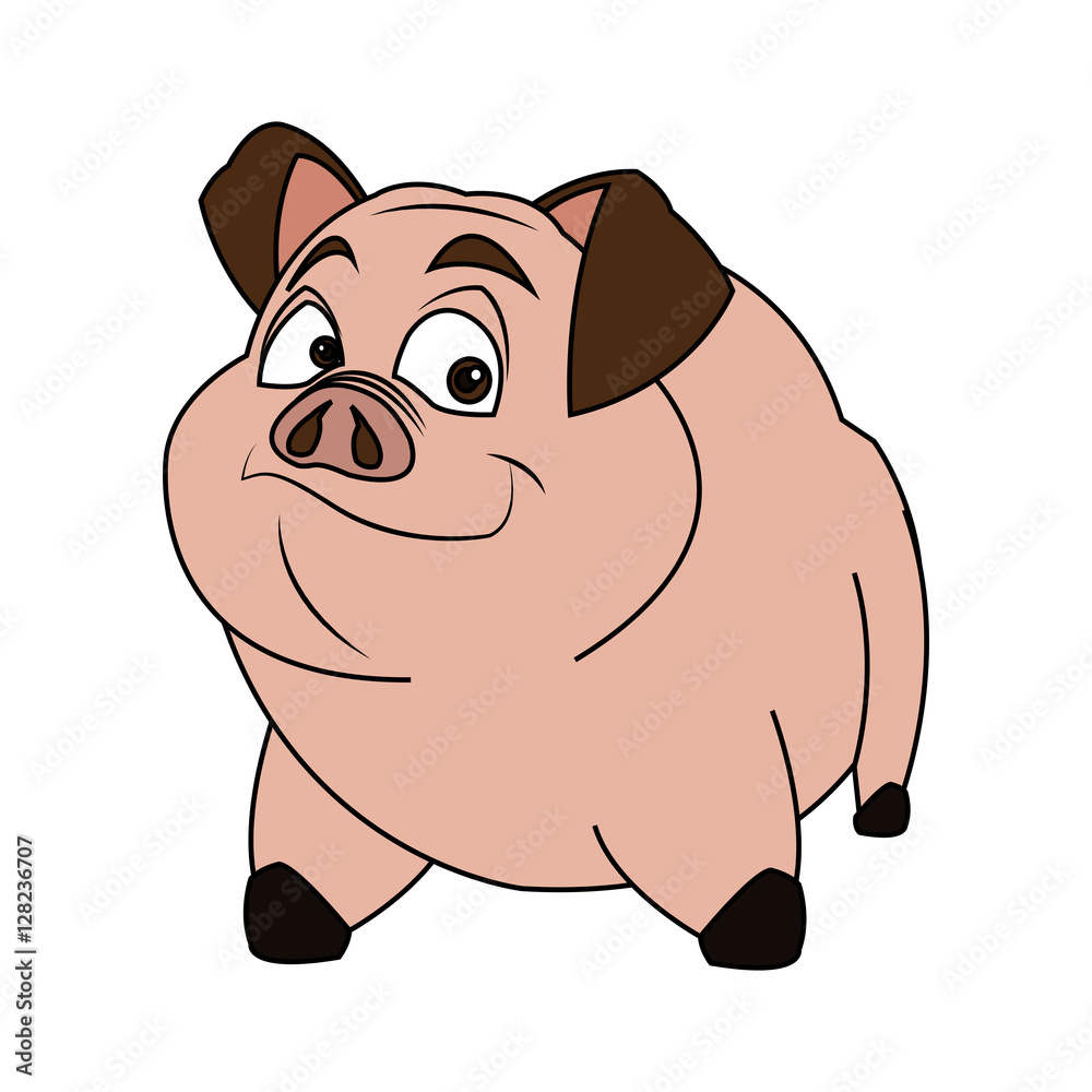 Pork cartoon icon. Animal farm nature rural and creature theme ...