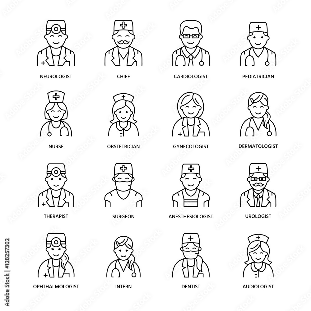 Cute Vector Line Icon Of Doctor Hospital Clinic Linear Logo Outline cute-vector-line-icon-of-doctor-hospital-clinic-linear-logo-outline