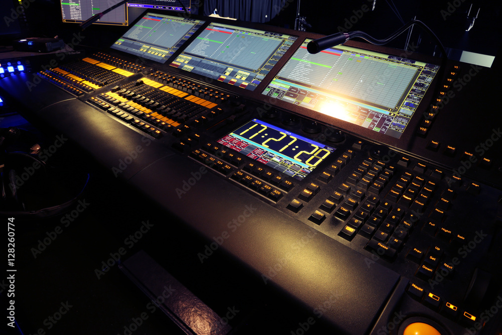 Professional audio mixing console radio / TV broadcasting Stock 写真 ...