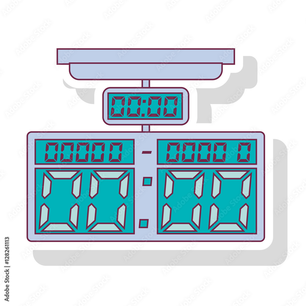 silhouette pastel color of basketball timer with shadow vector ...