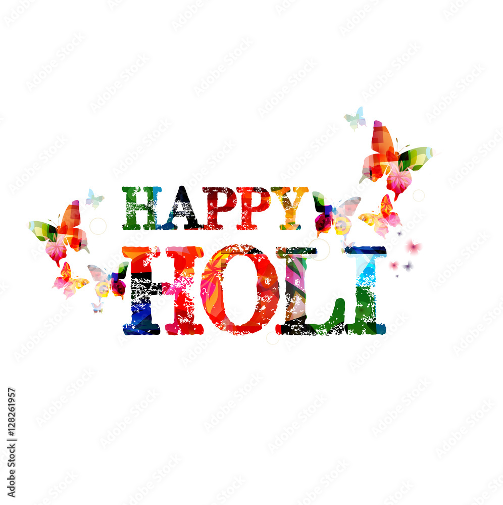 Colorful typographic happy holi background. Holi festival poster design ...