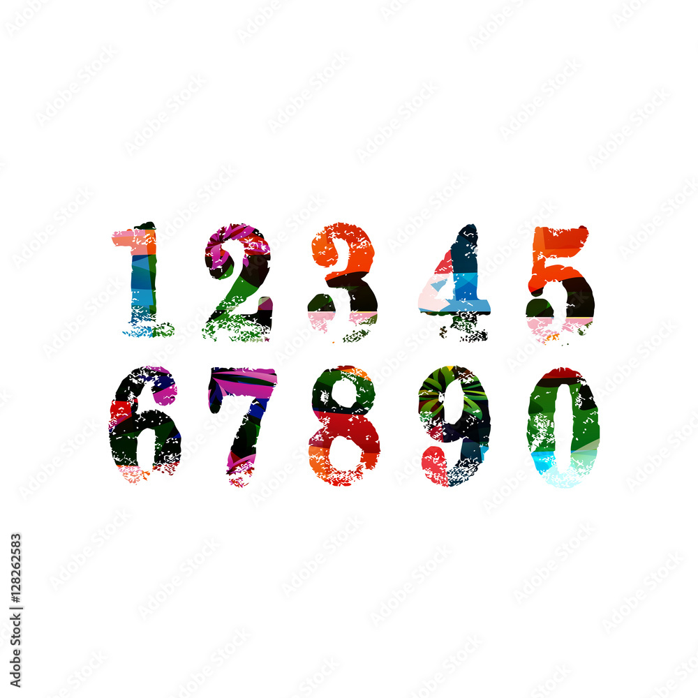 Colorful numbers set vector illustration. Custom design numbers ...