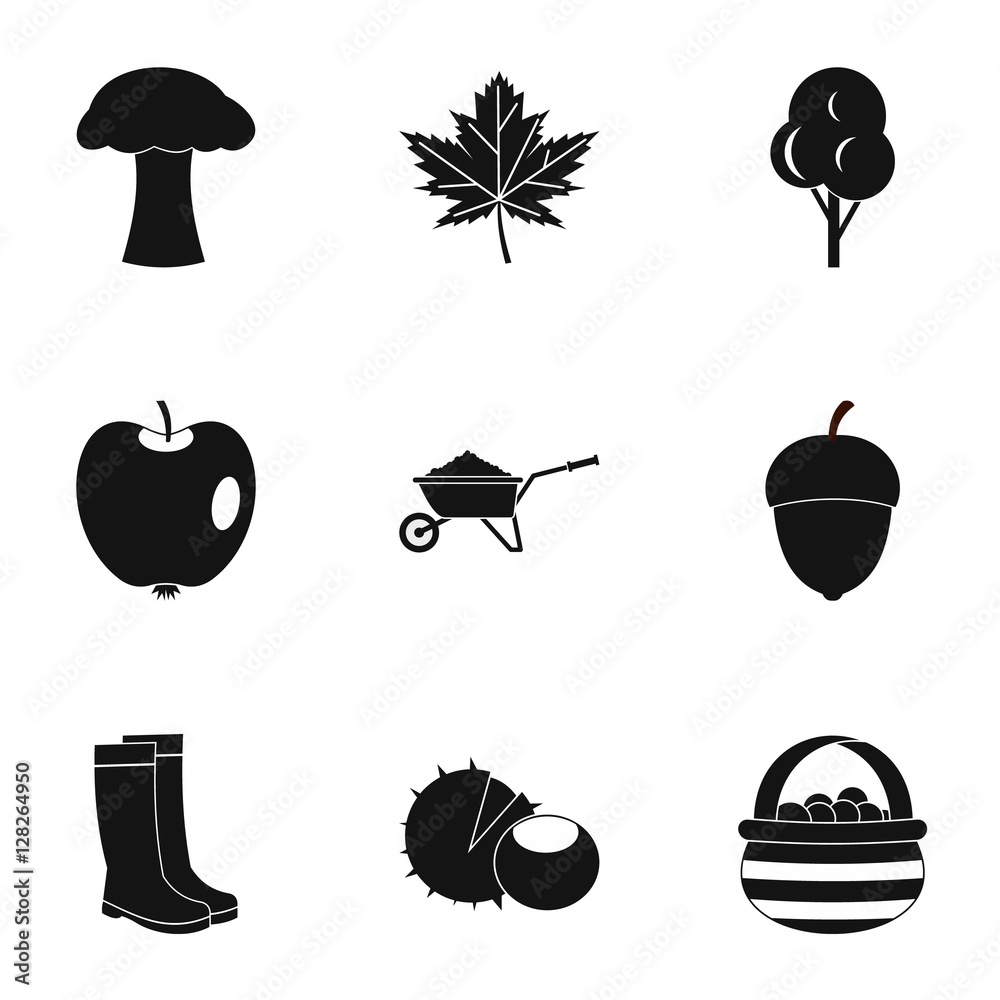 Autumn icons set. Simple illustration of 9 autumn vector icons for web ...