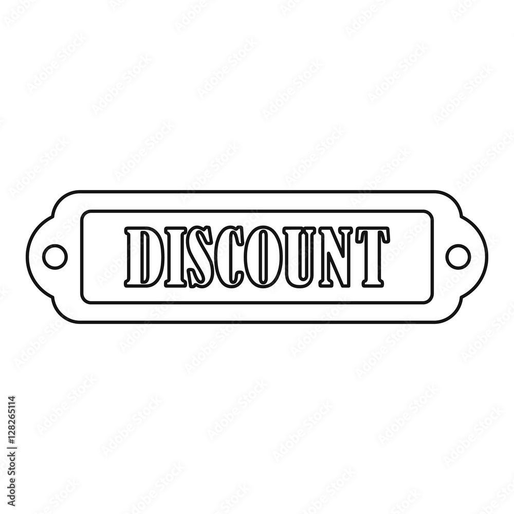 Discount rectangle label icon. Outline illustration of discount ...