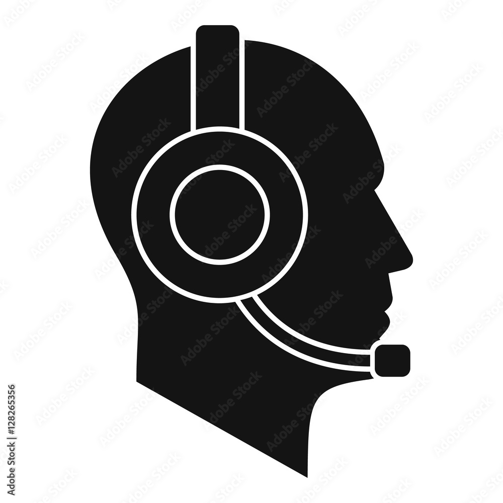 Operator in headset icon. Simple illustration of operator in headset ...