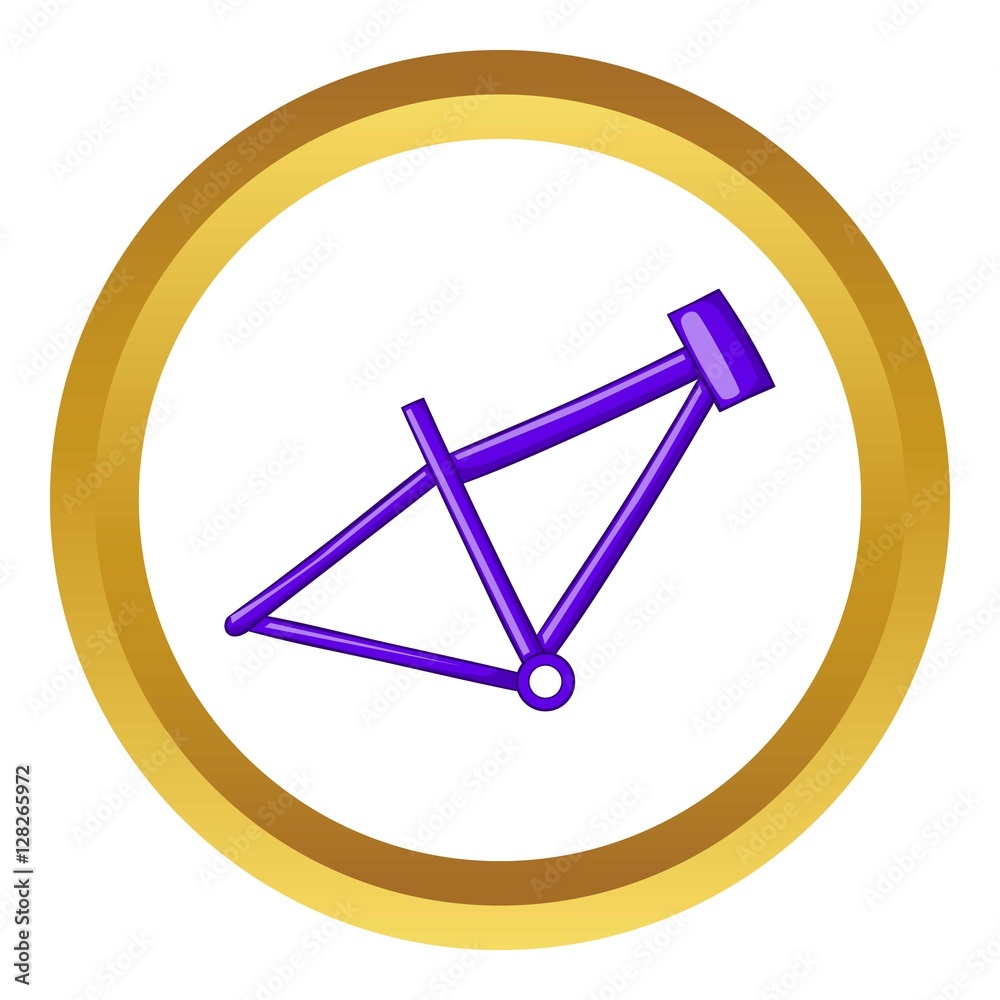 Bicycle frame vector icon in golden circle, cartoon style isolated on ...